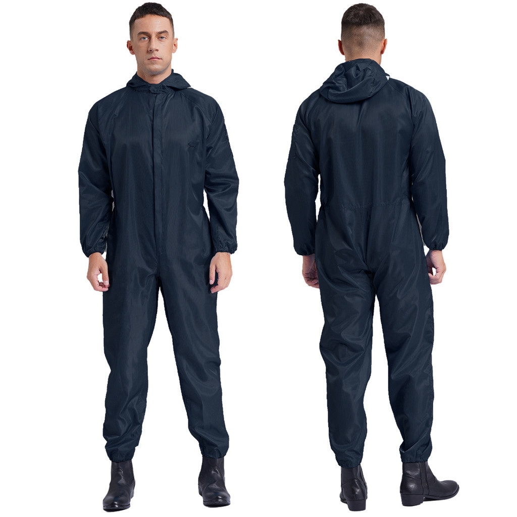 Adult Anti-Static Dust-proof Hooded Jumpsuit Coverall Workshop Uniform ...