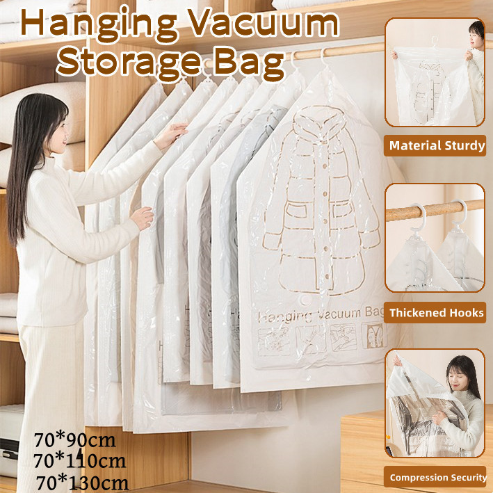 Hanging Vacuum Compression Storage Bag Hanging Clothing Clear Vacuum ...