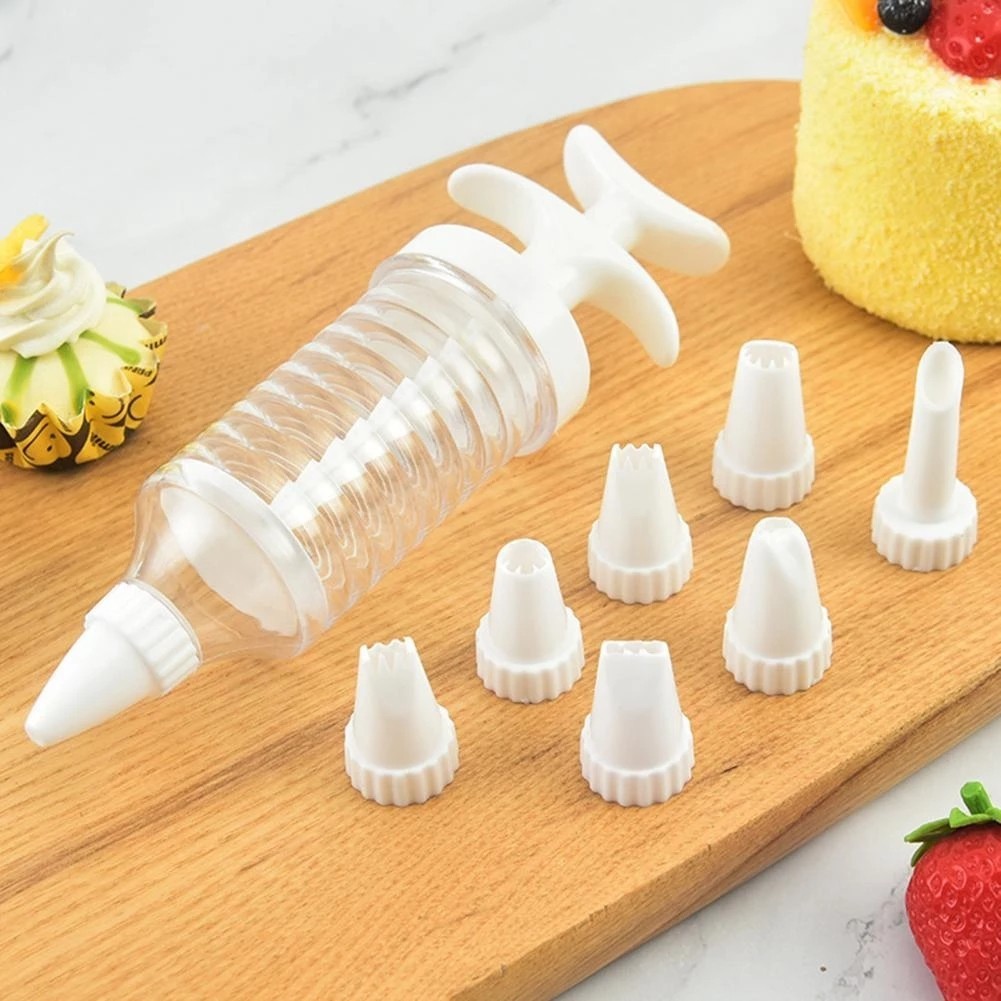 New 8 Pipe Nozzles with Syringe Plastic Cream Baking Nozzle Dispenser ...