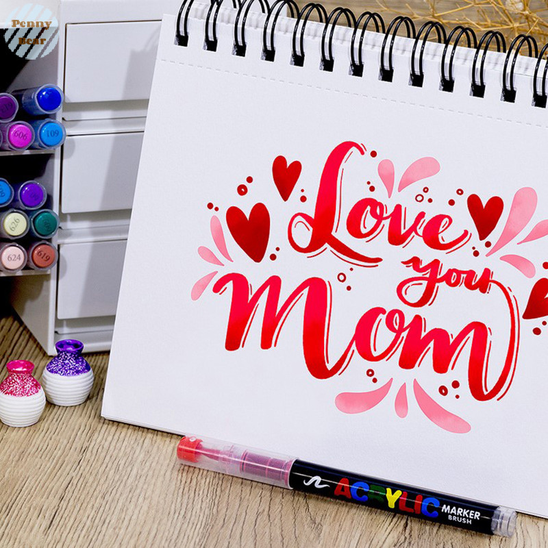 [Penny Bear] Direct Liquid Acrylic Marker Pen Paint Brush Pen Paing ...