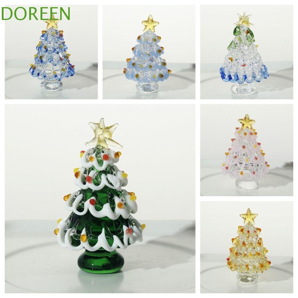 DOREEN Glass Christmas Tree Ornament, Tree Topper Star Cartoon Crystal ...