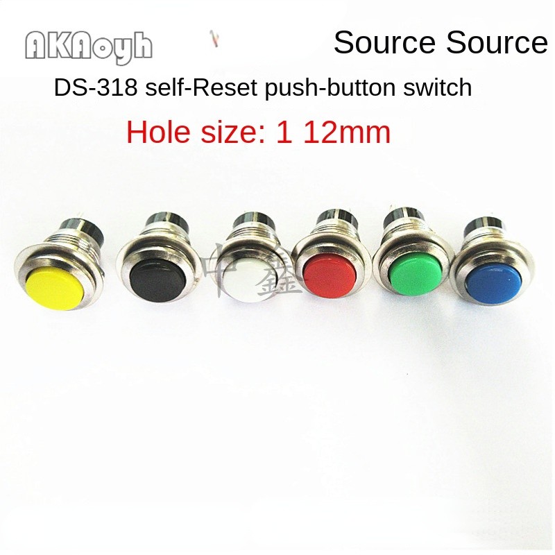 Ds-318 Miniature Push Button Switch Round 12MM Push-On Self-Reset Pointing Small Horn Doorbell ...
