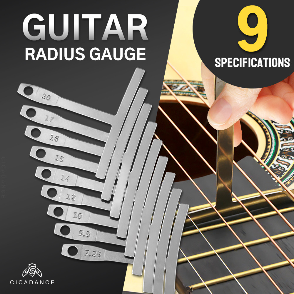 9 PCS/Set Stainless Steel Guitar Under String Radius Gauges Luthier ...