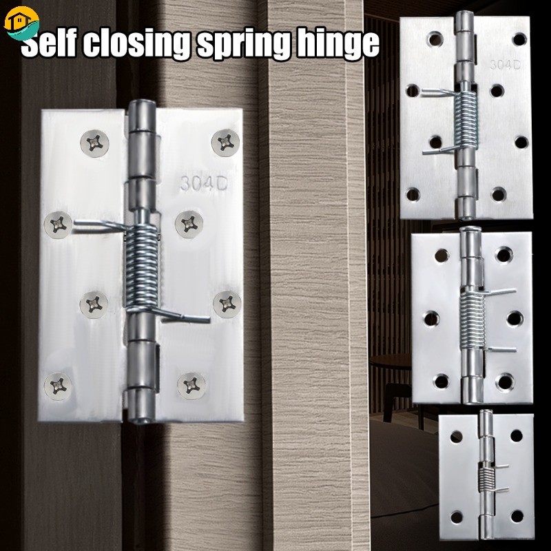 1Set 2/3/4inch Stainless Steel Door Hinges Self Closing Spring Hinge ...