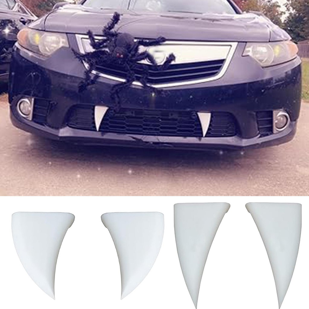 Halloween Car Teeth 3D Vampire Fangs Bumper Decor White Devil Horns ...