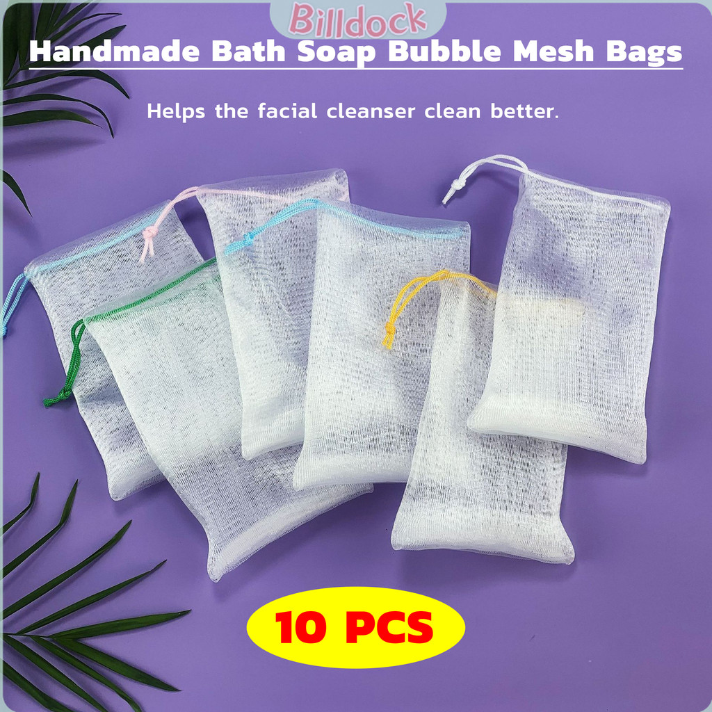 B.D. 10Pcs Handmade Bath Soap Bubble Mesh Bags / Exfoliating Cleaning ...