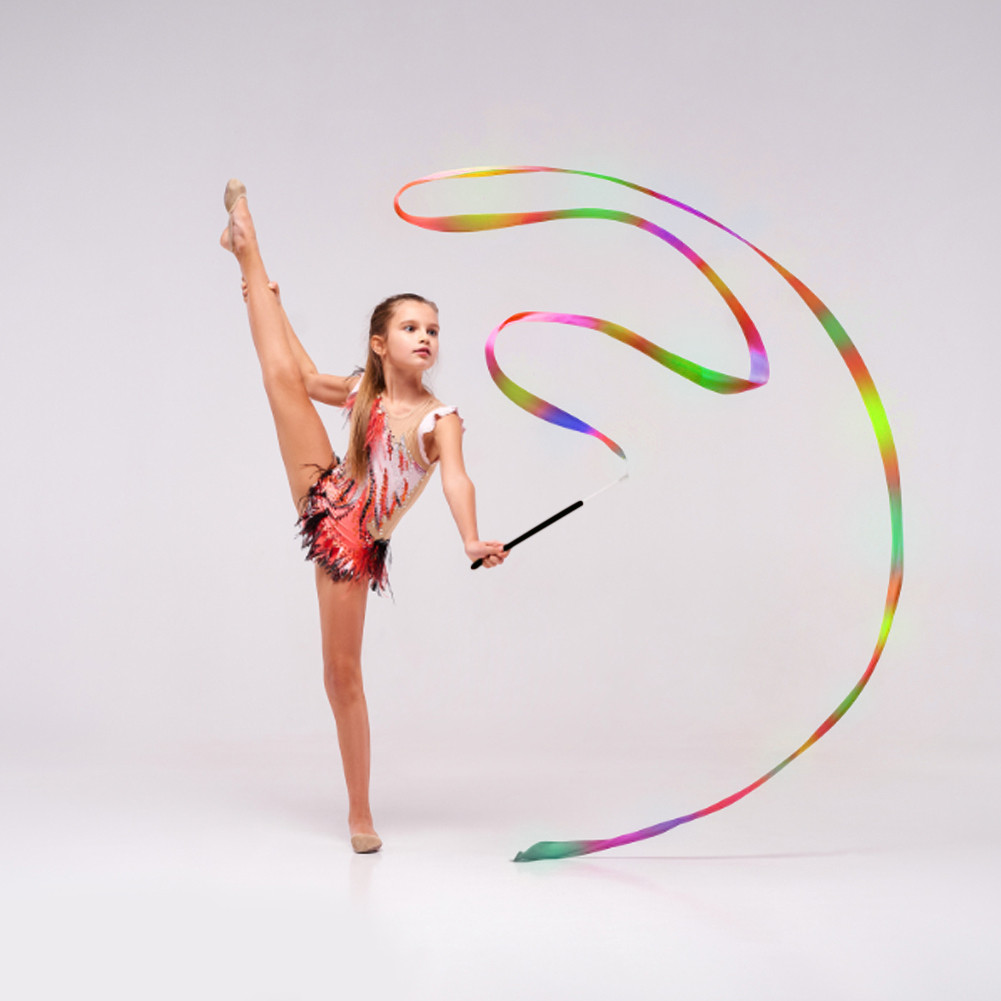 2M Dance Ribbon Rhythmic Dance Ribbon with Twirling Stick Art ...