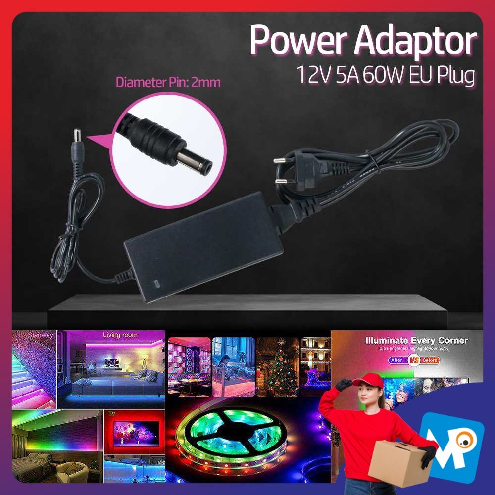 TiaoChongYi AC to DC 12V 5A LED Strip Power Supply Converter Adapter | Shopee Philippines