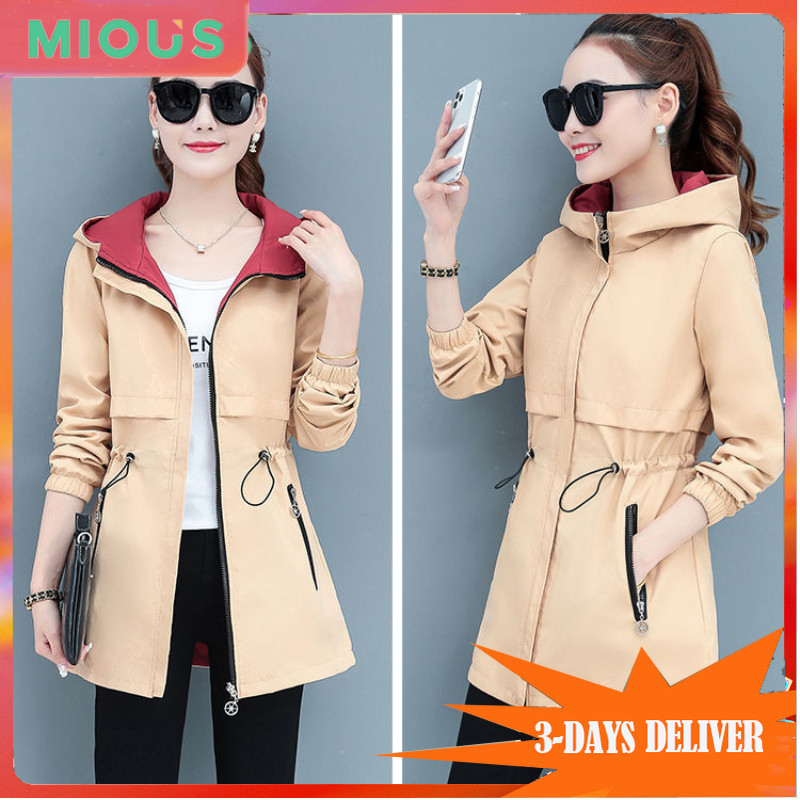 MIOUS Double-sided Long Women's Coat Trench Coat New Casual Joker Slim ...