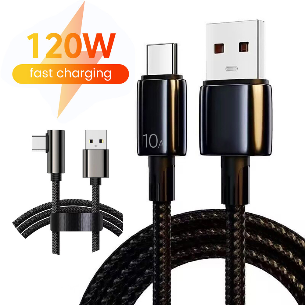 6A Cable 120W USB Type C Fast Charging Elbow Mobile Game Data Wire For ...