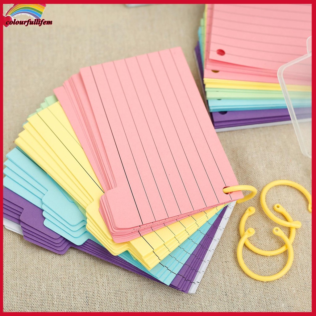 300Pcs Tabbed Index Cards with 8 Binder Rings Portable Index Note Cards ...