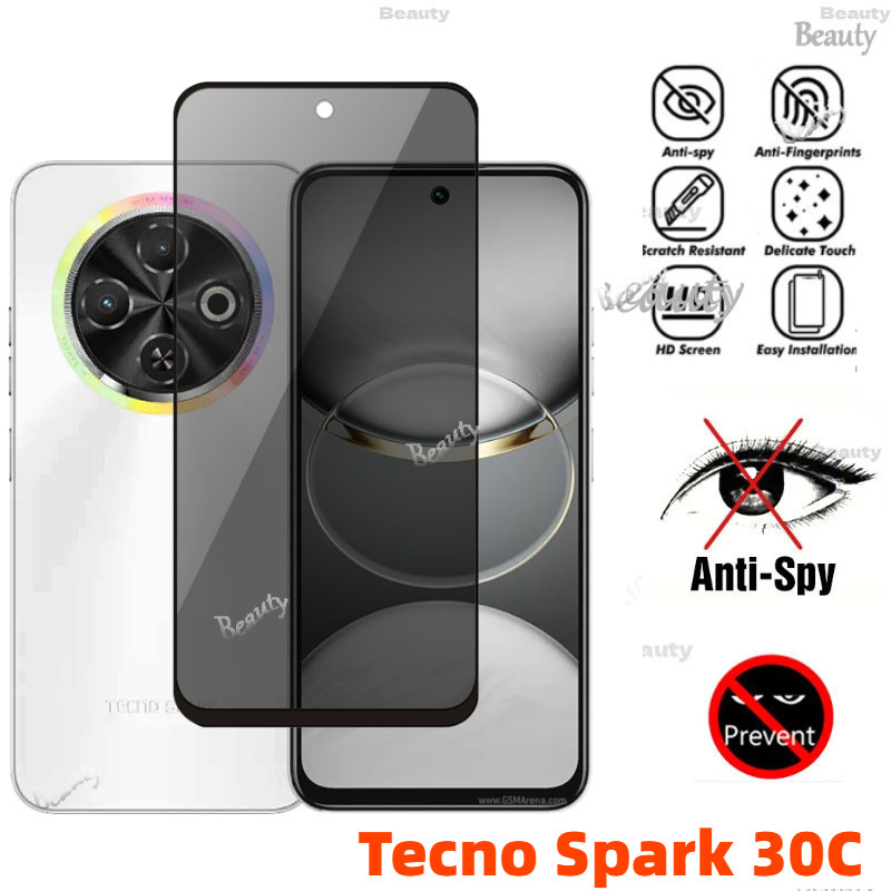 Anti-Spy Tempered Glass For Tecno Spark 30C Privacy Screen Protector For Tecno Spark 30 C Pro ...