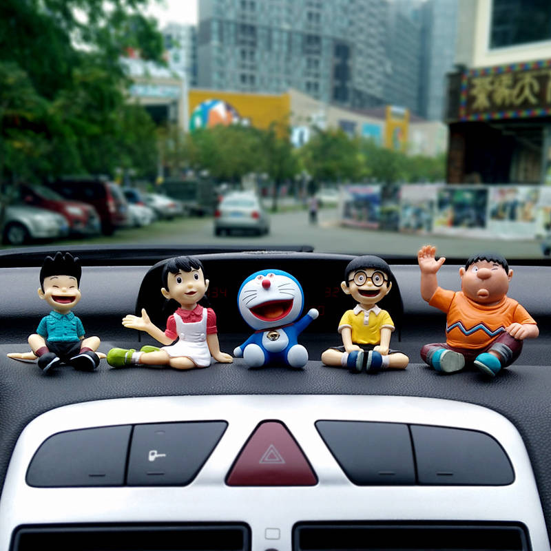 Doraemon Cartoon Car Decoration Blue Fat Man Car Toy Garage Kit Model ...