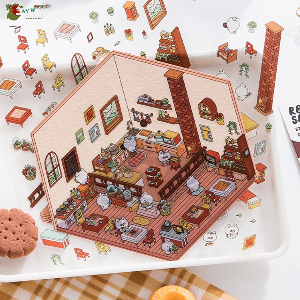 Cute Korean Cartoon Scene Stickers Make Your Own Miniature Scene ...