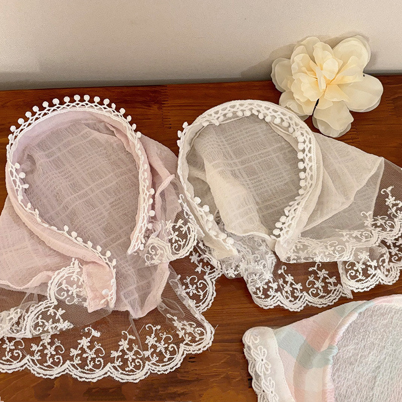 French Lace Triangle Scarf Headband Pastoral Plaid Print Headband ...