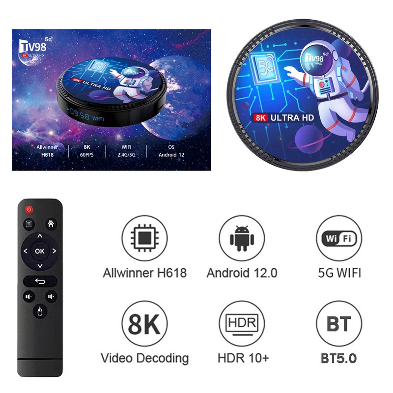 TV Box TV98 Max Android 12 Allwinner H618 Quad Core 4G 5G Dual Wifi 2 ...