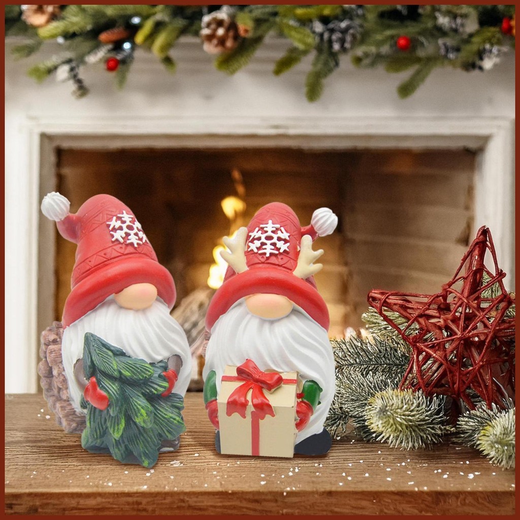 Christmas Gnome Figurine 2X Santa Claus Faceless Doll Statue Indoor ...