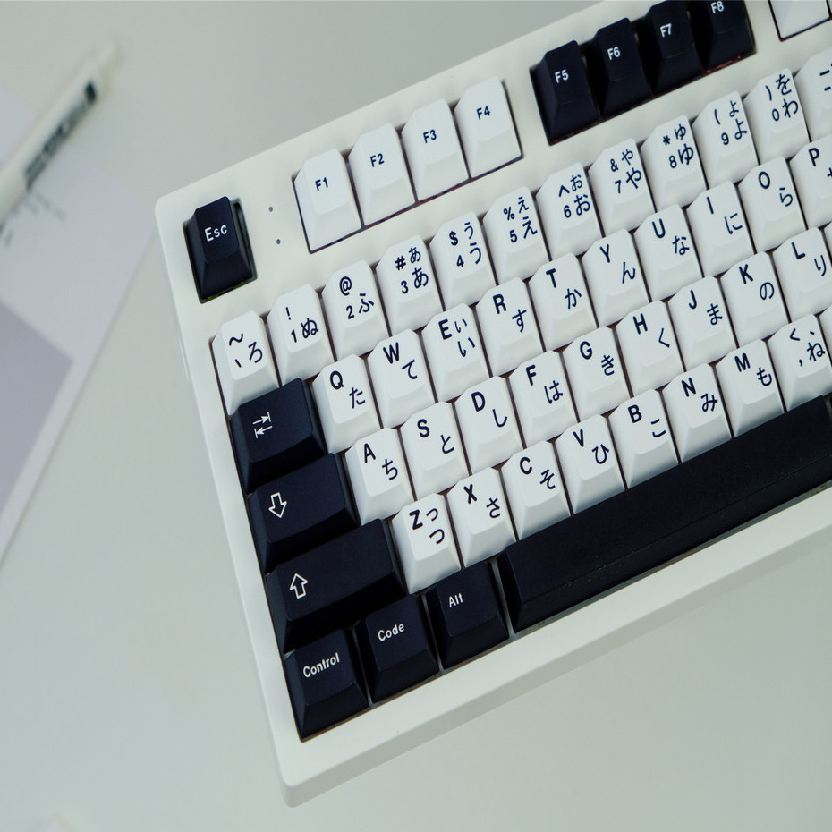 GMK Black white Japanese keycaps 129 Keys keycaps Cherry Profile DYE ...
