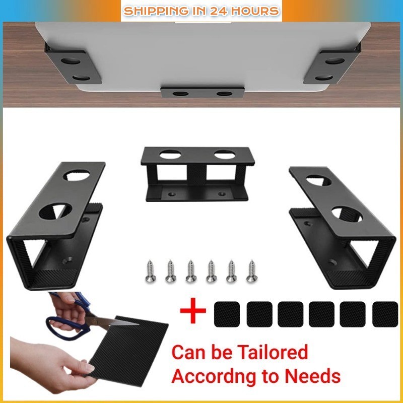 [Fast Deliver] Metal Under Desk Table Laptop Storage Holder Stand Mount ...