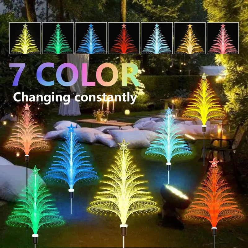 Outdoor Solar Light 7 Color Fiber Optic Jellyfish Light Garden Light ...