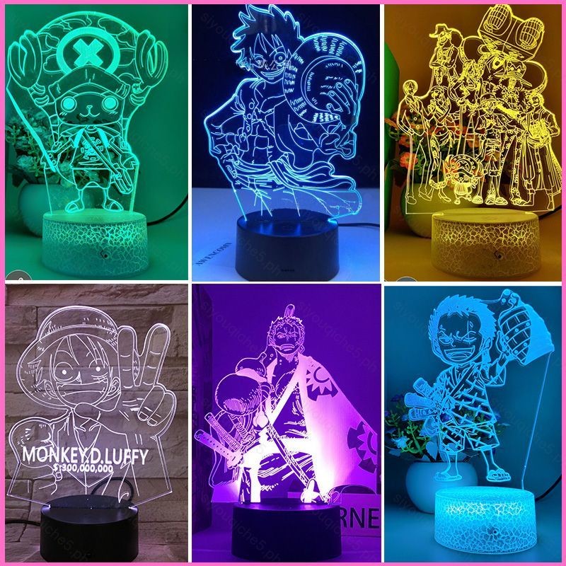One Piece Lamp Night Lights LED Acrylic Desk USB 3D Anime Remote ...