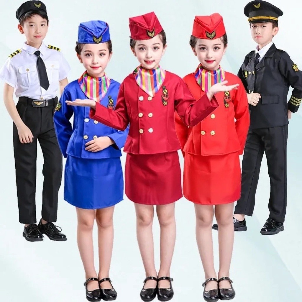 Pilot Cosplay Career costumes for Kids Pilot Flight Attendant Uniform ...