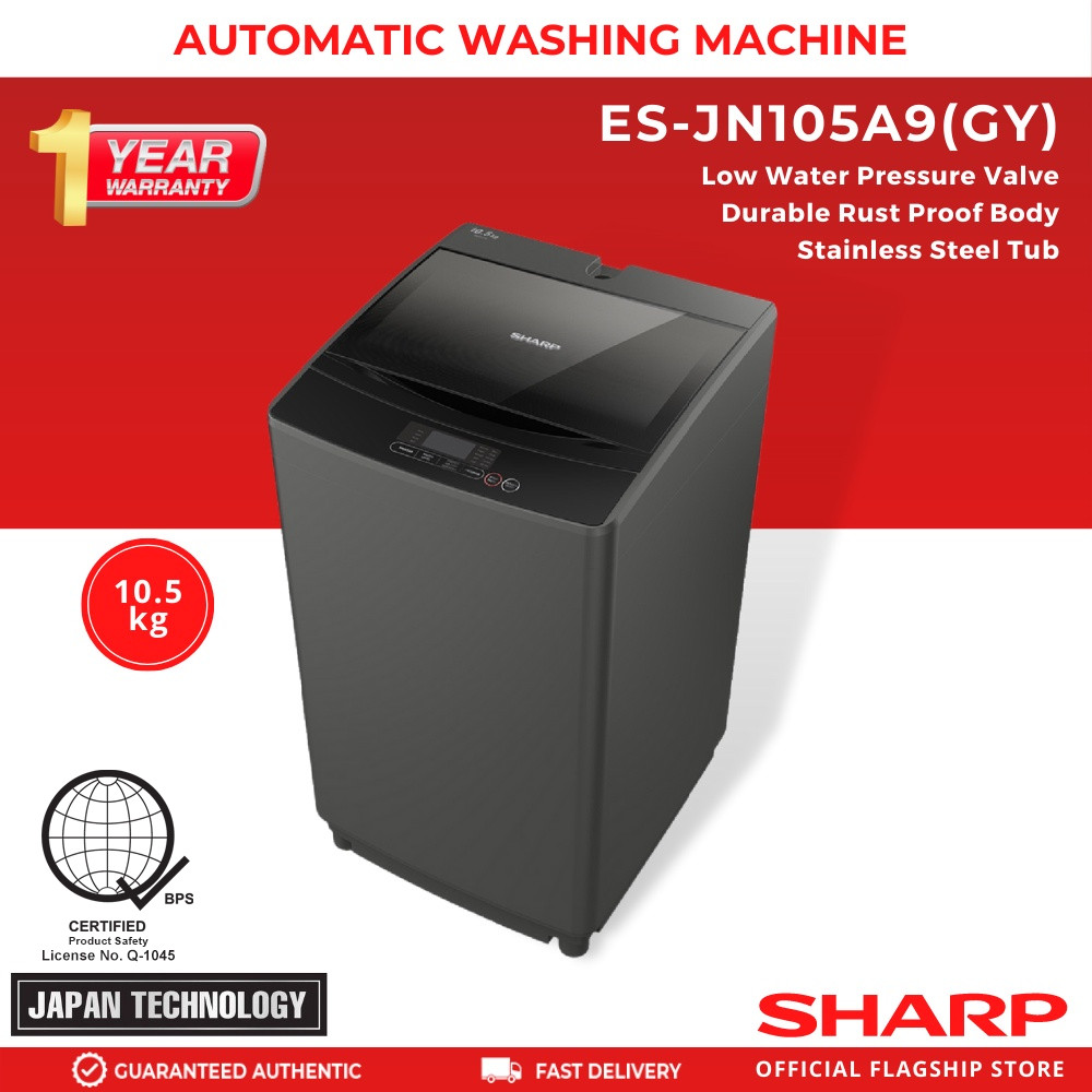 Sharp ES-JN105A9(GY) 10.5 Kg. Fully Automatic Washing Machine | Shopee ...