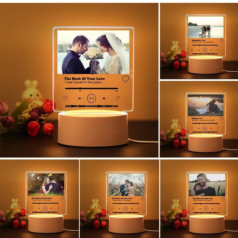 New Personalized Music Acrylic LED Night Light Custom Lovers Photo ...