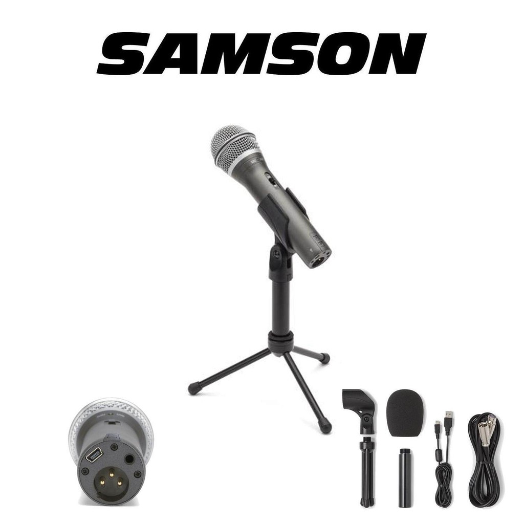 Samson Q2U USB / XLR Dynamic Microphone Recording and Podcasting Pack ...