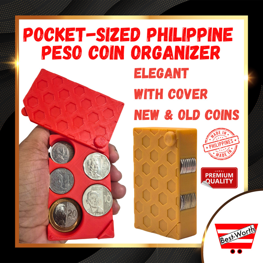 Pocket-Sized Philippine Peso Coin Organizer with Cover – Fits ₱1/₱5/₱10 ...