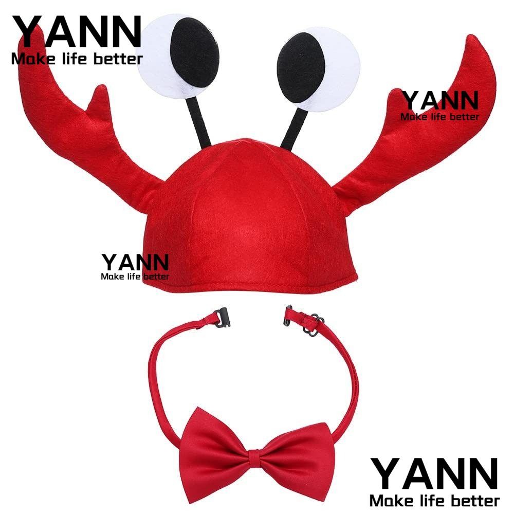 YANN 1 Set Crab Lobster Hat, Red Wine Bow Tie Adjustable Design Crab ...