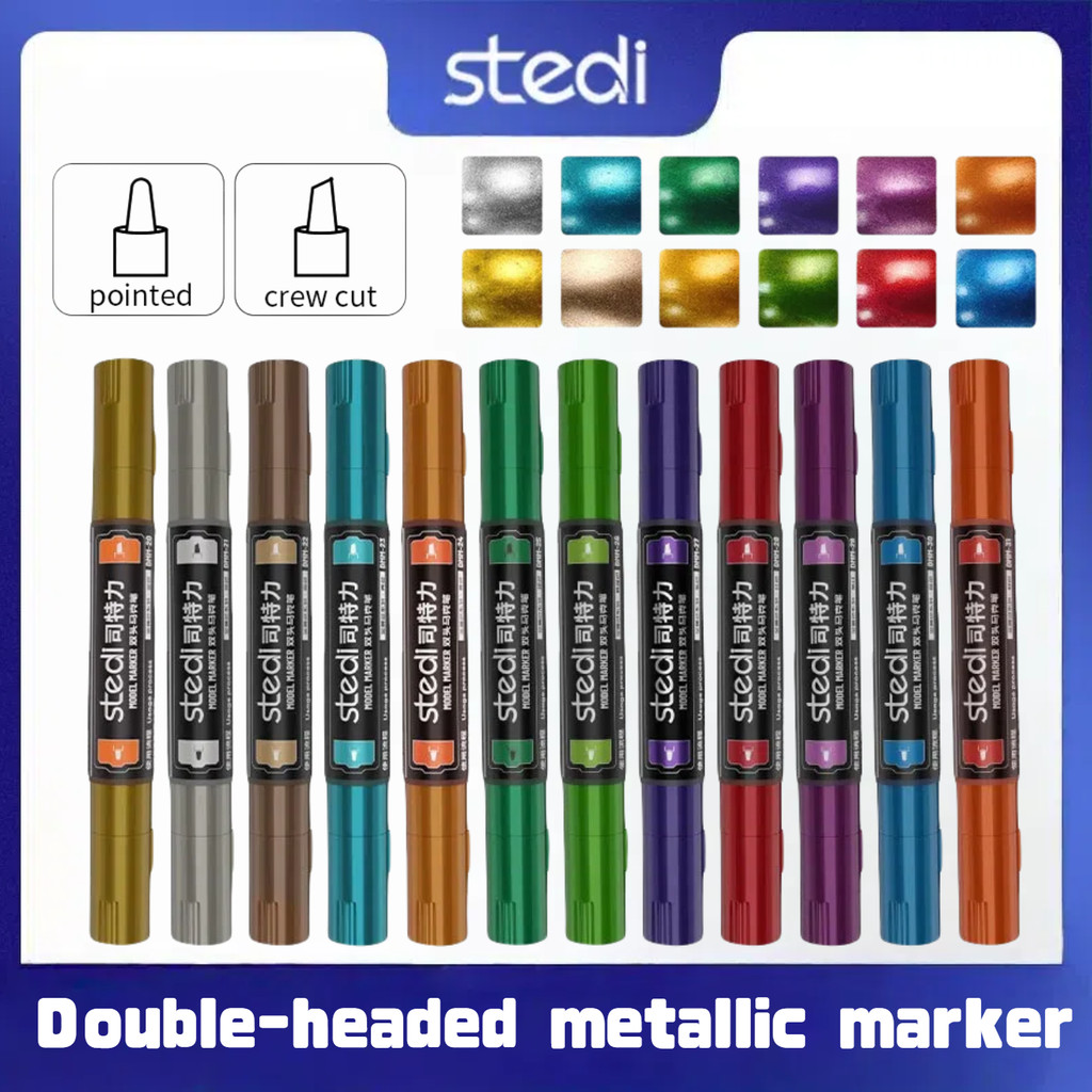 Stedi DMM Dual Brush Metallic Marker Gundam Model Coloring Tool Hand ...