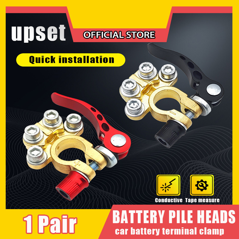 2PCS Brass Battery Terminals - Universal Car Battery Clamp Connectors ...