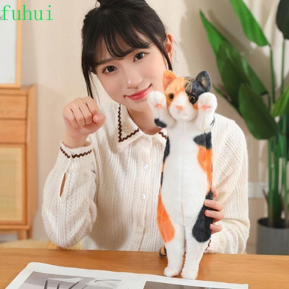 FUHUI Simulation Cat Plush Toy, PP Cotton Stuffed Animal Stuffed Cat ...