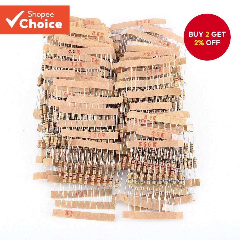 Resistor Kit, 1/2 Watt Resistors Kit, Resistors Assortment kit, 1000pcs 100 Values Carbon Film ...