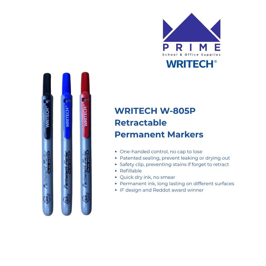 Writech W-805P Retractable Permanent Marker | Shopee Philippines