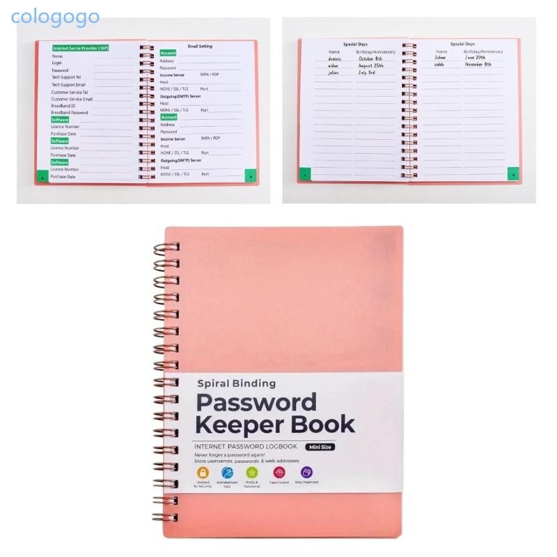 COLO Password Keeper Book Spirals Notebook Password Book with ...