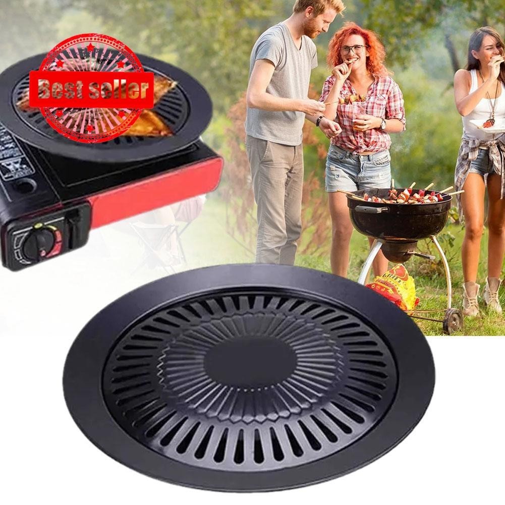 Barbecue Round Plate Korean Bbq Grill No Burnt Fat Outdoor Smokeless ...