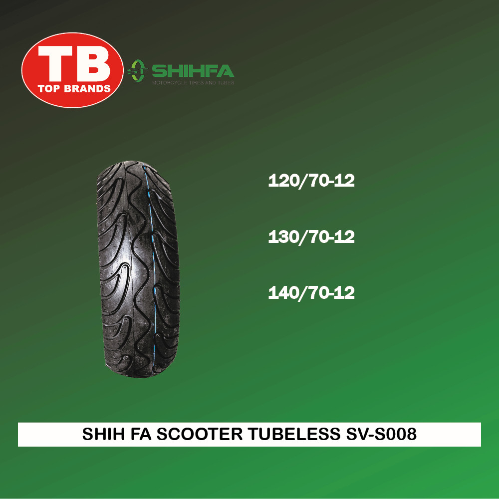 Shih Fa Tubeless Tire SV-S008 w/SEALANT & PITO [110/70-12 120/70-12 130/70-12 140/70-12] Mio ...