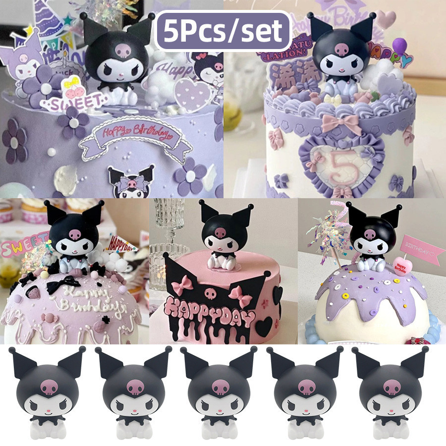 5pcs Kuromi Cake Topper, Kids Kuromi Happy Birthday Cake Toppers ...