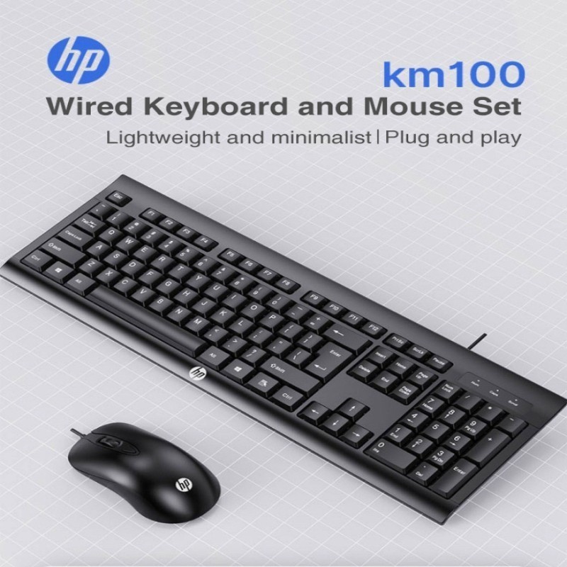 HP KM100 Keyboard and Mouse set USB wired 104key membrane waterproof ...