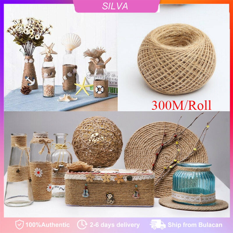 300M 1mm Twisted Craft Rope Natural Burlap Jute Twine Hemp Linen Cord ...