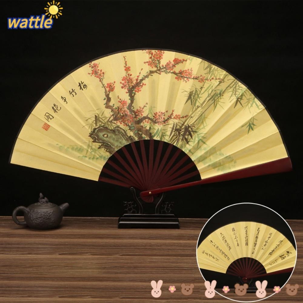 WATTLE 33.33CM Folding Fan, Ancient Chinese Vintage Style Hand Fan ...