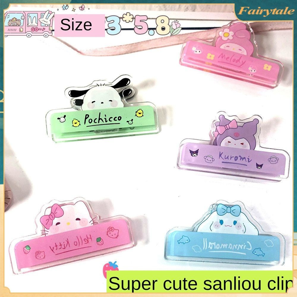 Acrylic Clip Sanrio Cute Kuromi Melody Pochacco Fixed Paper Book Pocket ...