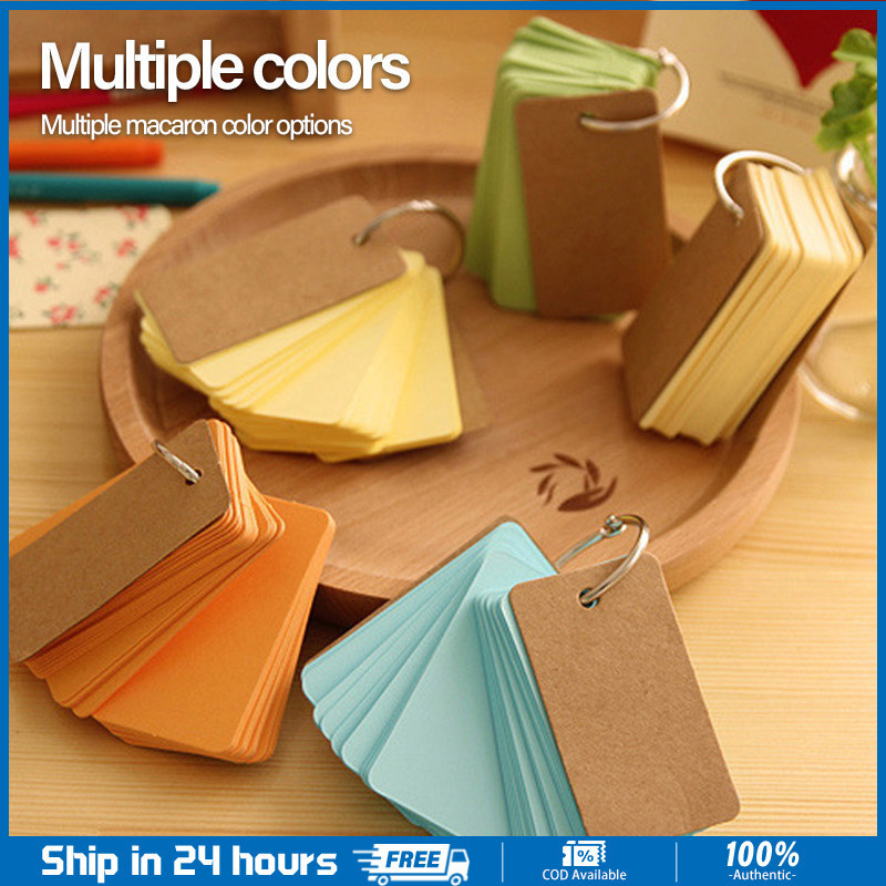 Kraft Paper Binder Ring Easy Flip Cards Study Memo Pads Portable ...