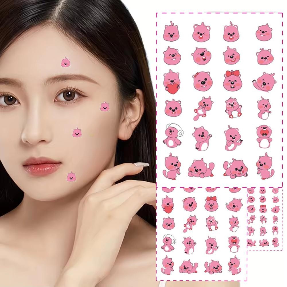24pcs/sheet Cute Loopy Acne Care Hydrocolloid Pink Patch Pimples Acne ...