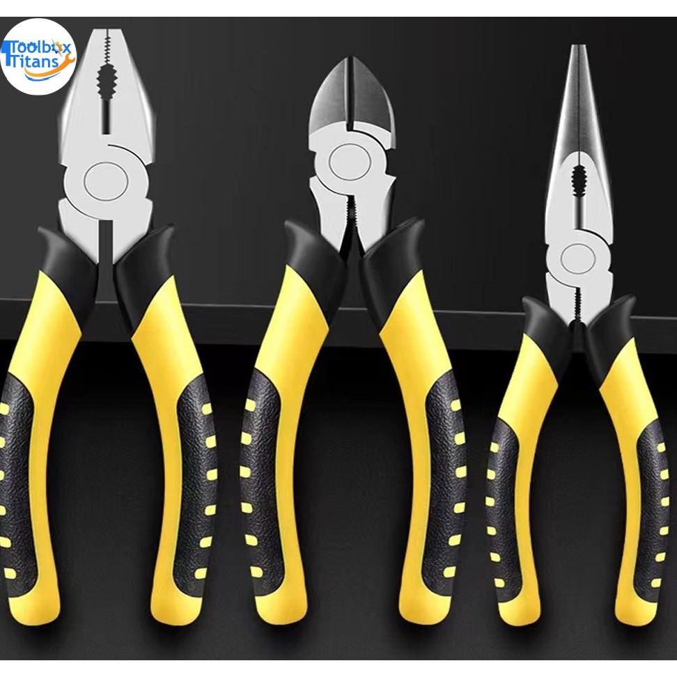 3PCS 6 Inches Heavy Duty Pliers Tool Standard Pliers Cutter Longnose ...