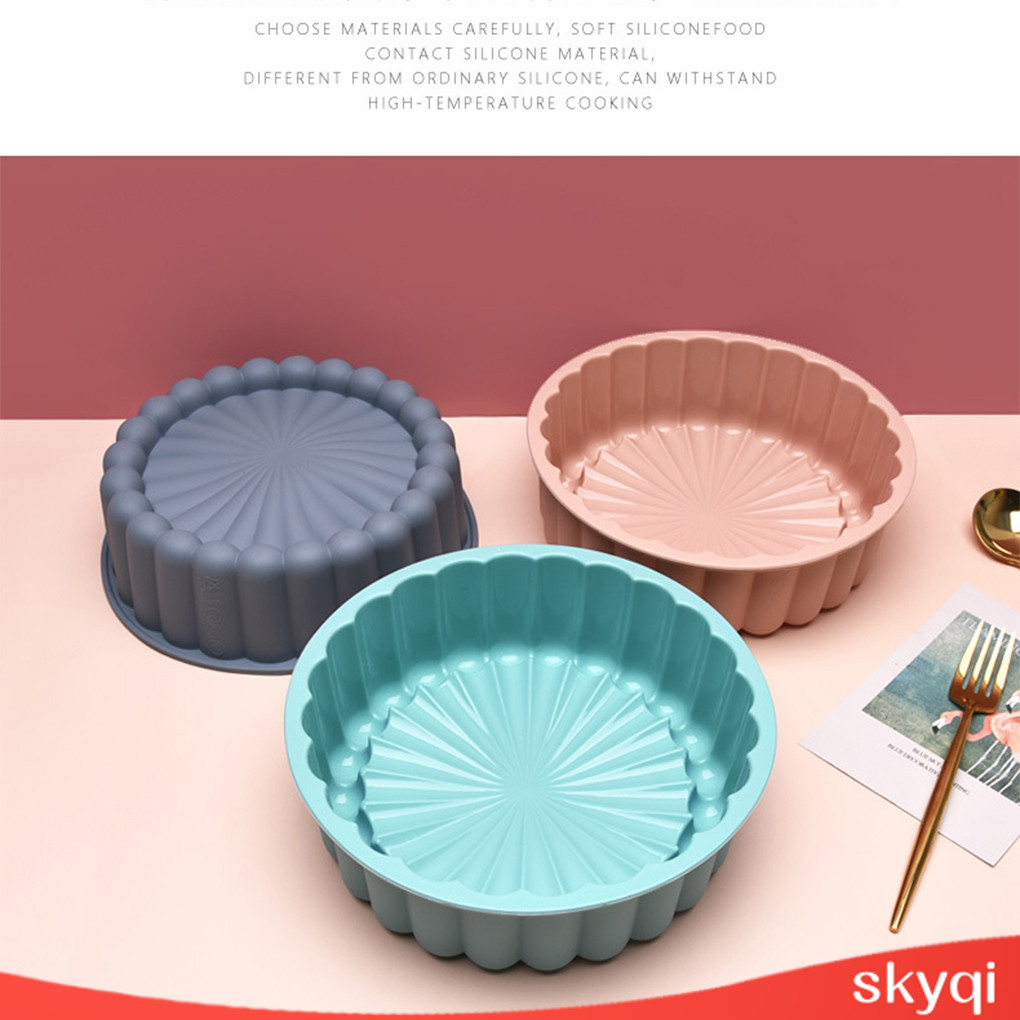 Silicone 8 Inch Non-stick Round Pan Mousse Cakes Pudding Mold Reusable ...