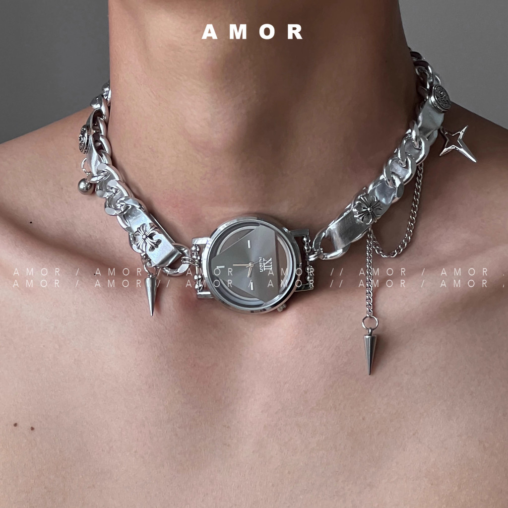 Schedule plate Kro metal leather collar personalized y2k millennium ...