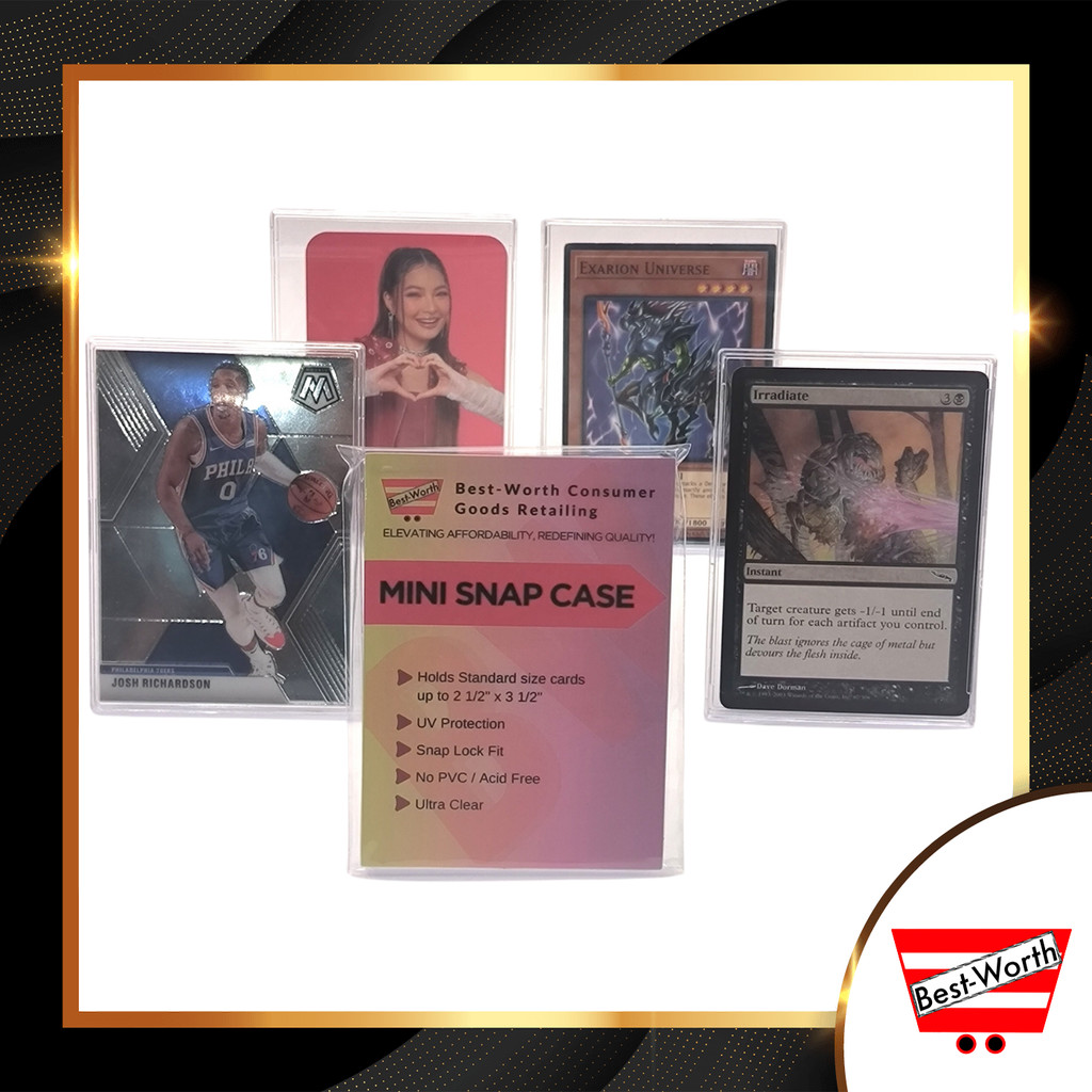 Best-Worth Mini Snap Card Holder – Acrylic Case for Standard Cards 35-55pt | Stackable, UV ...